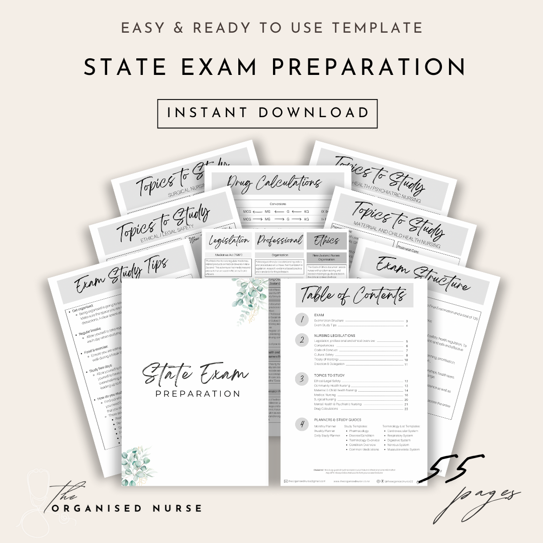 State Exam Preparation Guide – The Organised Nurse