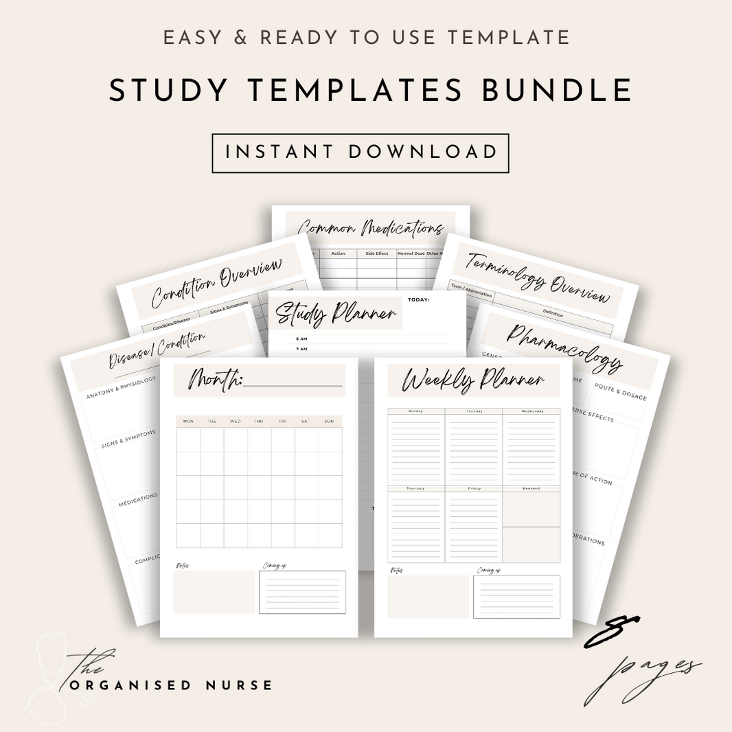 Planners & Study Guides – The Organised Nurse